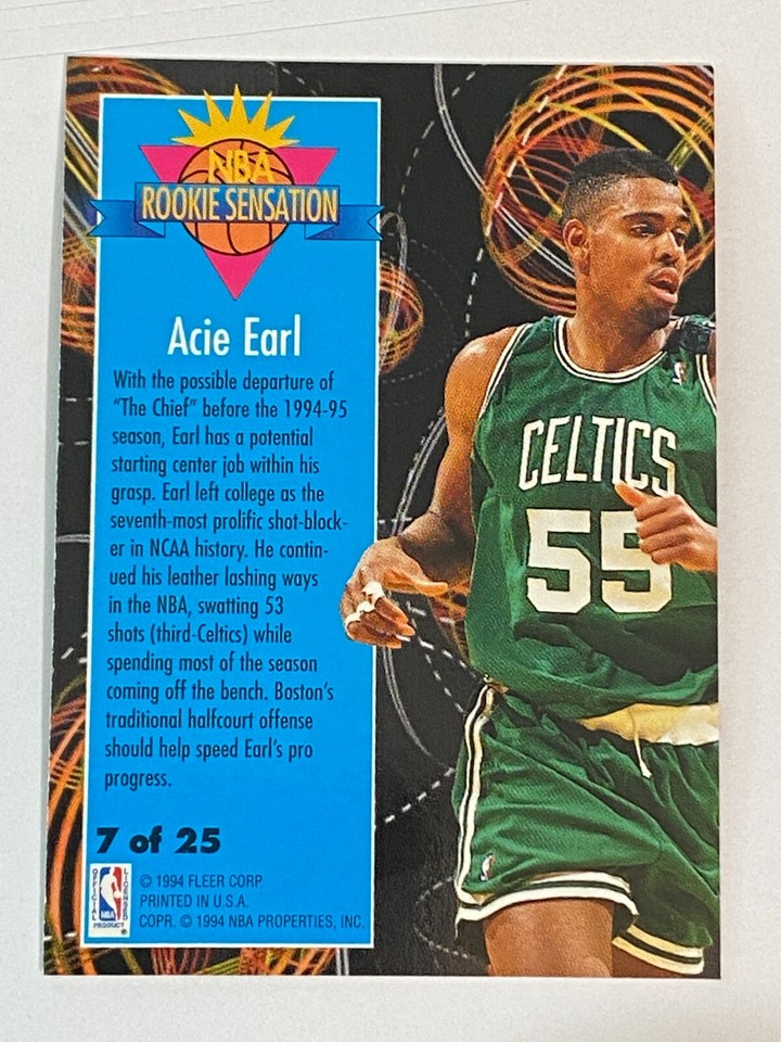 🏀 1994-95 Fleer Basketball "Rookie Sensation" Insert Card #7 Acie EARL ...