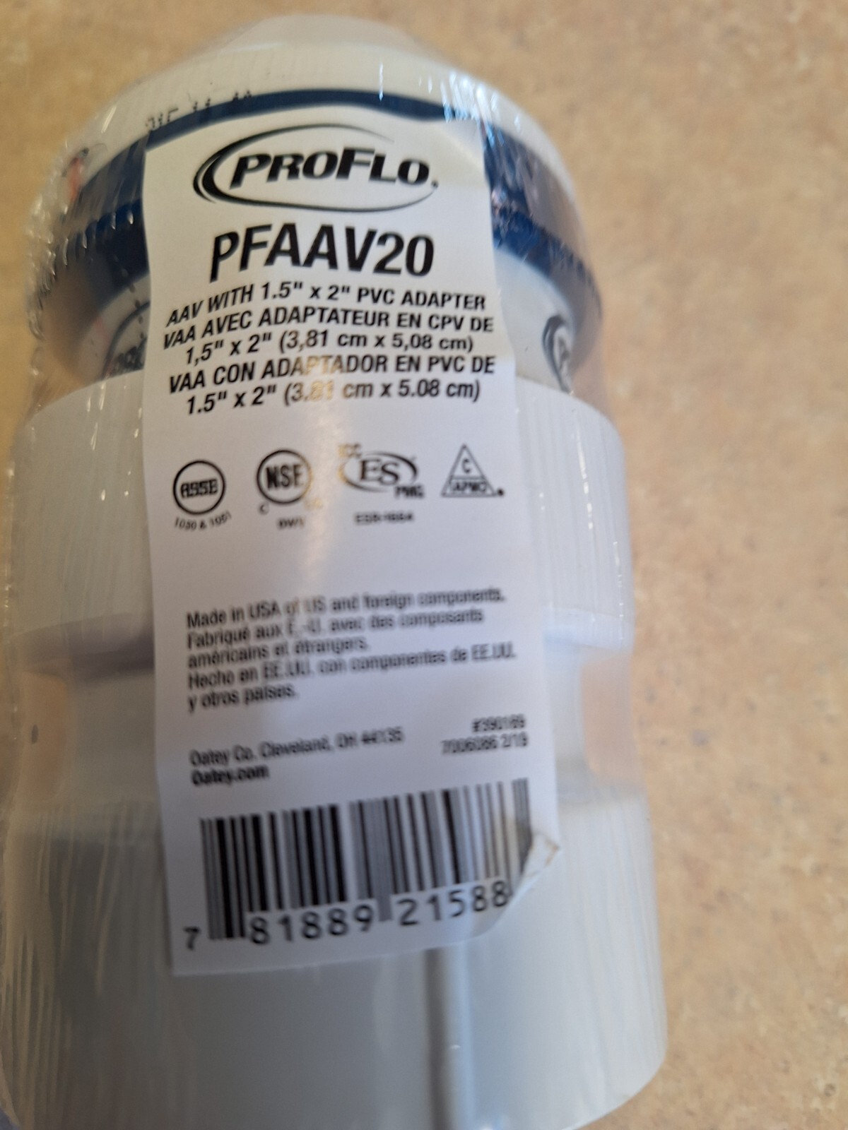 PROFLO PFAAV20 1-1/2" X 2" PVC Sch 40 Adapter Air Admittance Valve 4pk ...