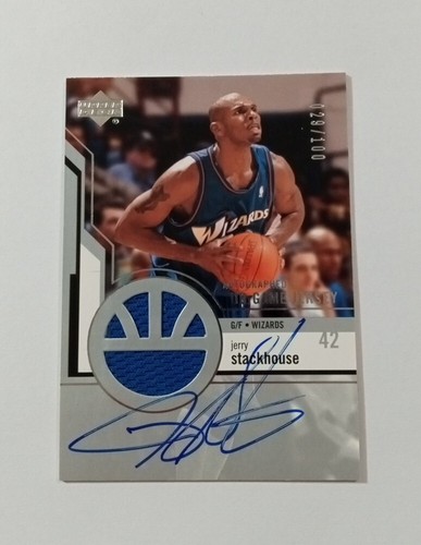 2003-04 UD Upper Deck Jerry Stackhouse Auto Autograph Game Jersey 029/ ...