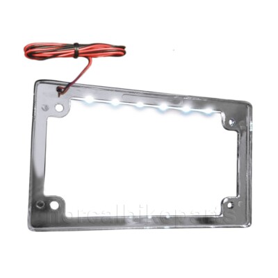 Motorcycle LED Chrome Metal License Plate Frame - Universal | eBay