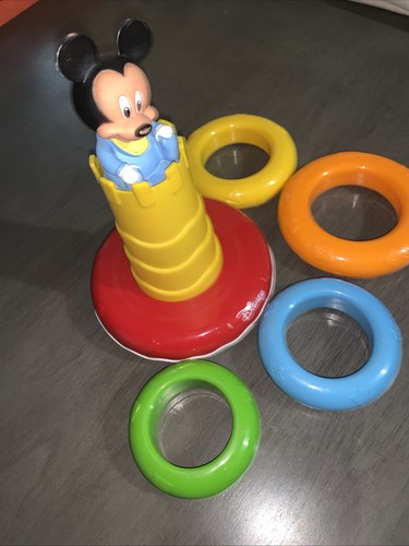 VINTAGE RARE Disney Baby Toy Colored Stacking Rings Disneyland MICKEY ...