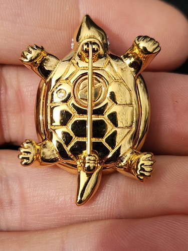 Swarovski Swan Signed Gold Tone Clear Crystals Turtle Brooch | eBay