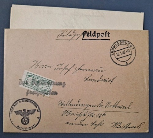 Ludwigsburg 1st POW Workers Battalion 145 Cachet Feldpost Label 1942 ...