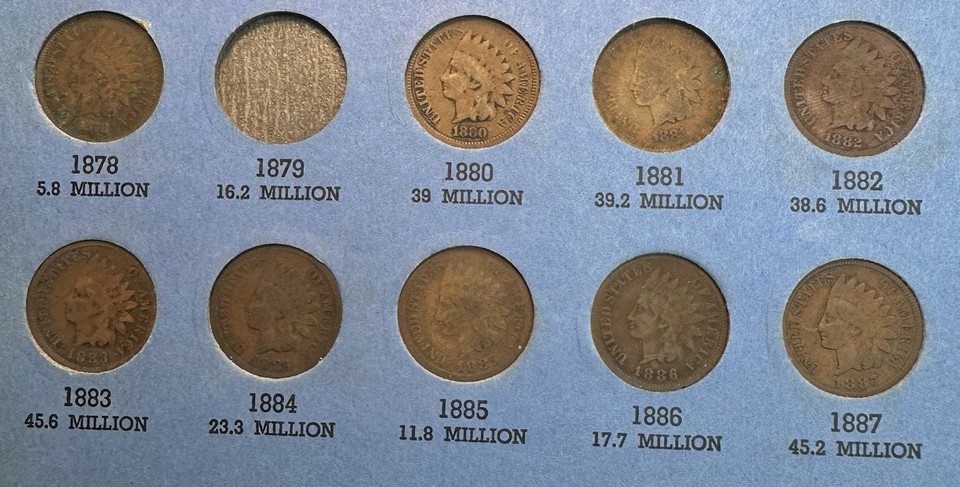 Indian Head Cent Collection Book 1856-1909 Partial Folder 34 Coins | eBay