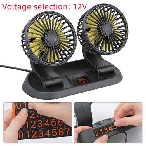 12V Portable Adjustable 3 Speeds Dual Head Fans with Remote Control ...