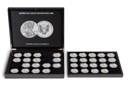 Coin Presentation Display Box American Silver Eagles Case +EXTRA TRAY ...