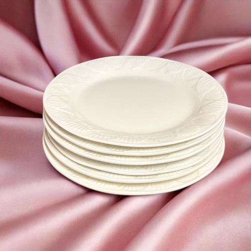 Gibson Designs SHELL 6-Dinner Plates Ceramic White Seashells Embossed ...