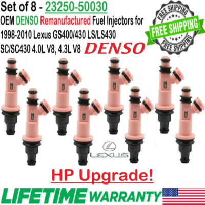 Genuine Denso 8 Pack HP Upgrade Fuel Injectors For 2002-2010 Lexus ...