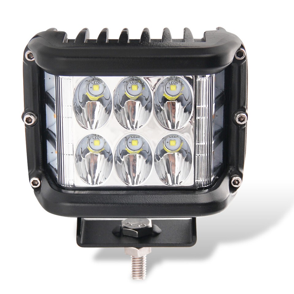 2x 4 Inch Work Cube Side Shooter LED Light Bar Pod White & Amber Strobe ...