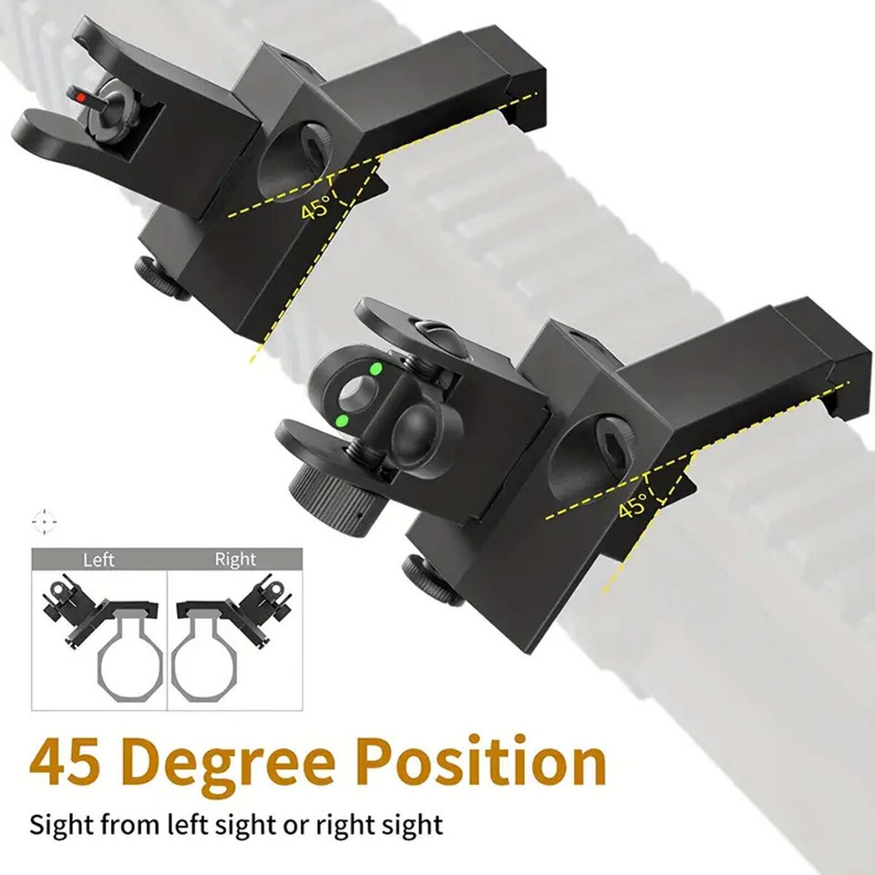 45 Degree Offset Iron Sights Green Red Fiber Optics DotFlip Up Front ...