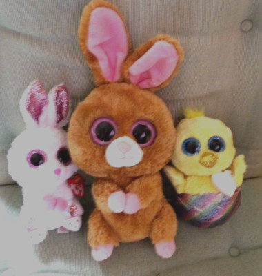 Ty Beanie Boos EASTER LOT 3 Hopson EASTER BUNNY RABBIT SLIPPERS MEGG ...