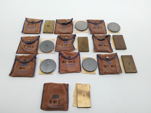 Wilson Instruments B,C,30T,30N,15T,R Rockwell Test blocks w/ Certs ...