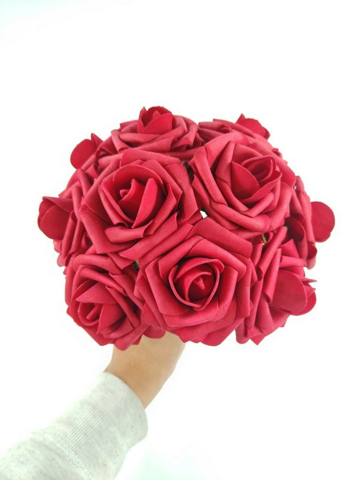 50/25pcs Artificial Flowers Real Looking Foam Roses Decoration DIY for ...