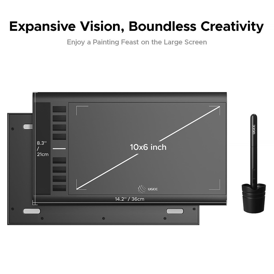 Graphics Drawing Tablet, UGEE M708 10 x 6 inch Large Digital Drawing ...