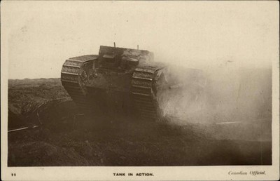 WWI DAILY MIRROR Canadian Official Series TANK IN ACTION RPPC Real ...
