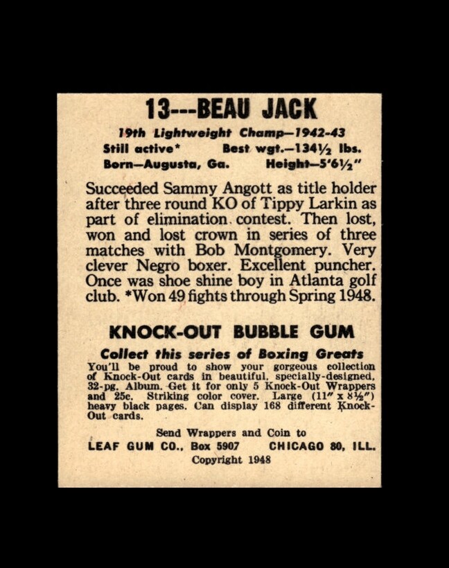 1948 Leaf Set-Break # 13 Beau Jack EX-EXMINT *GMCARDS* | eBay