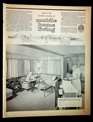 Mobile Home Living, Man Golf Clubs, Woman Lemonade, MHMA, 1962 Look VTG ...