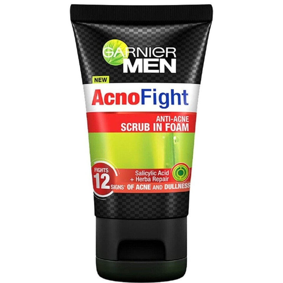 3x Garnier Men Acnofight 12in1 Anti-Acne Scrub In Foam face wash for ...