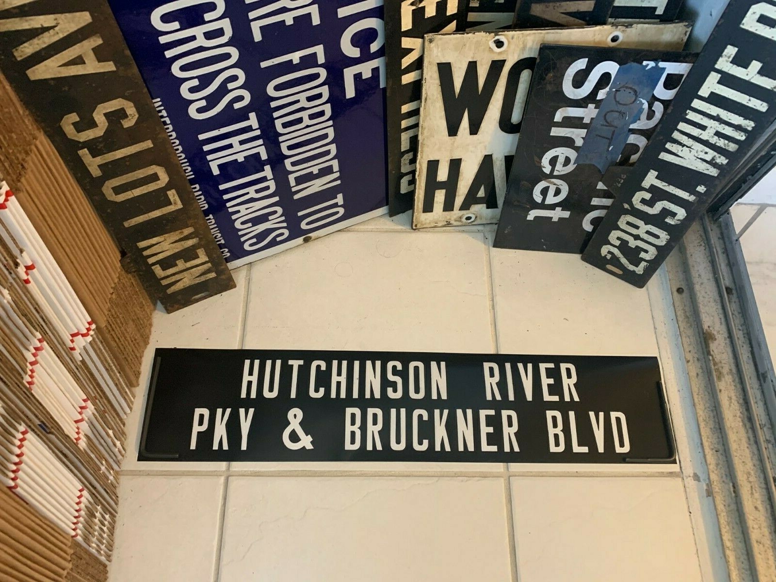 NY NYC BUS ROLL SIGN THROGGS NECK BRONX HUTCHINSON RIVER PKWY BRUCKNER ...