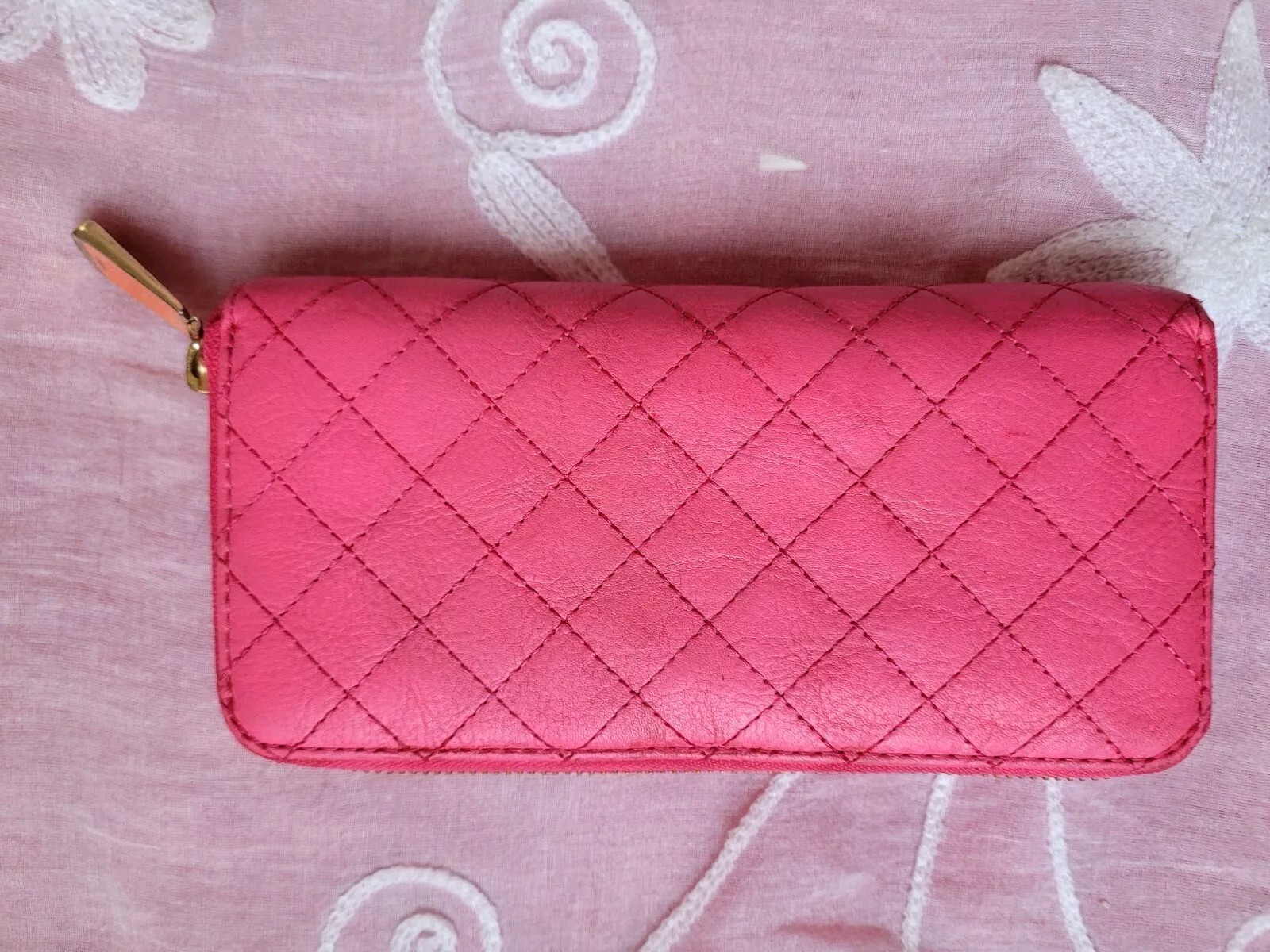 Juicy Couture JC Leather Wallet Hot Pink Studs Accordion Style Zipper ...