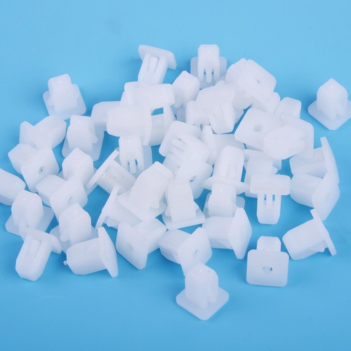 50X White Square Car Fender Clips Fastener Rivet Clips Retainer 8mm*8.5 ...