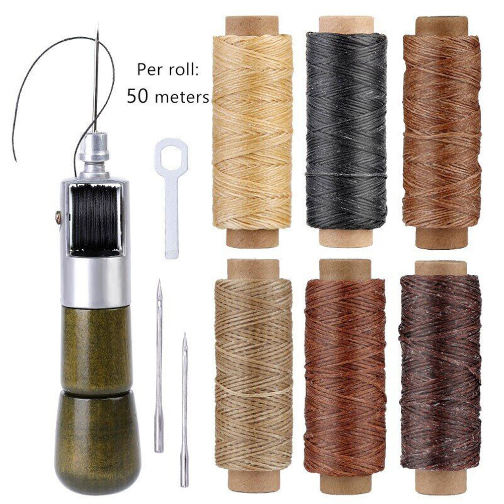 Leather Sewing Awl Thread Kit manual machine Stitcher Shoemaker Repair ...