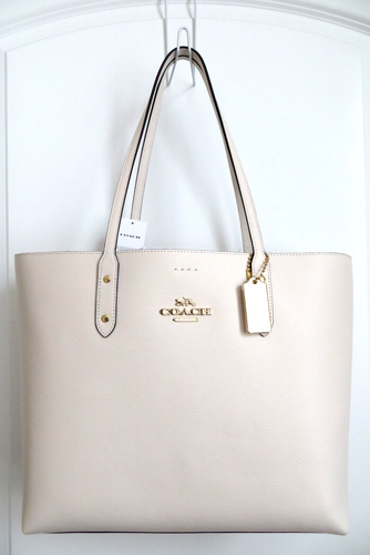 Coach NWT Women's 72673 Town Tote Polished Pebble Leather- Chalk MSRP ...