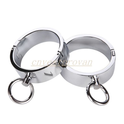Metal Wrist Restraints Cuffs Handcuffs steel Magnetic Slave Locking Pin ...