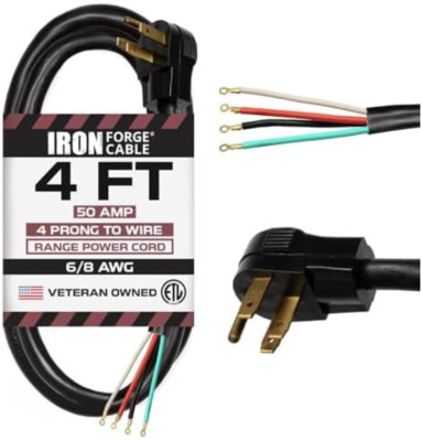 4 Prong to 4 Wire Range Cord 4 ft, Heavy Duty 6/8 AWG, 50 Amp Cord, | eBay