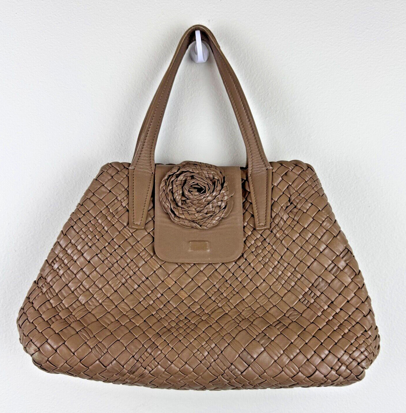 FALOR Made in Italy Woven Leather Purse With Rosette … - Gem