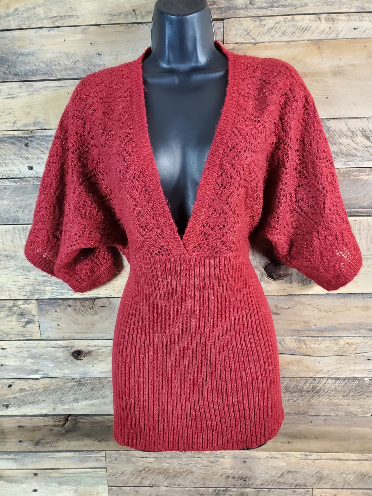 A New Approach Pullover Sweater Red XL Short Sleeve Chest 34" Length 25 ...