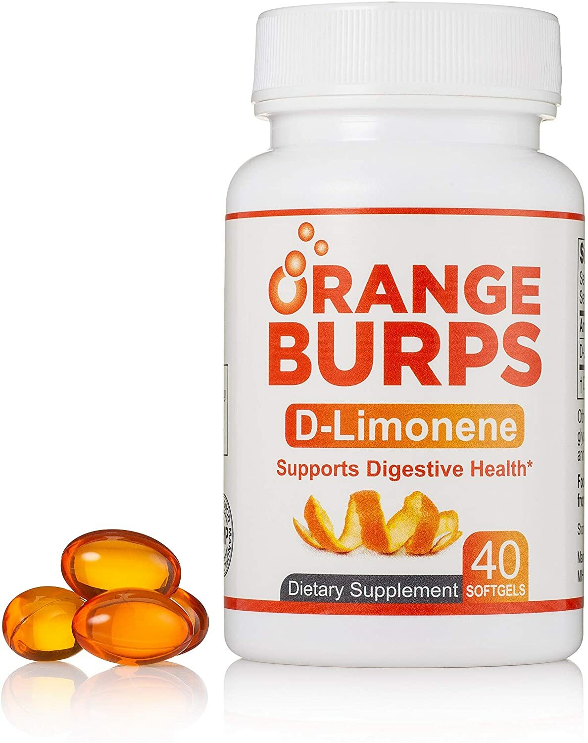 Orange Burps D-Limonene Supplement - Orange Peel Extract - 1 Pack, 40 ...