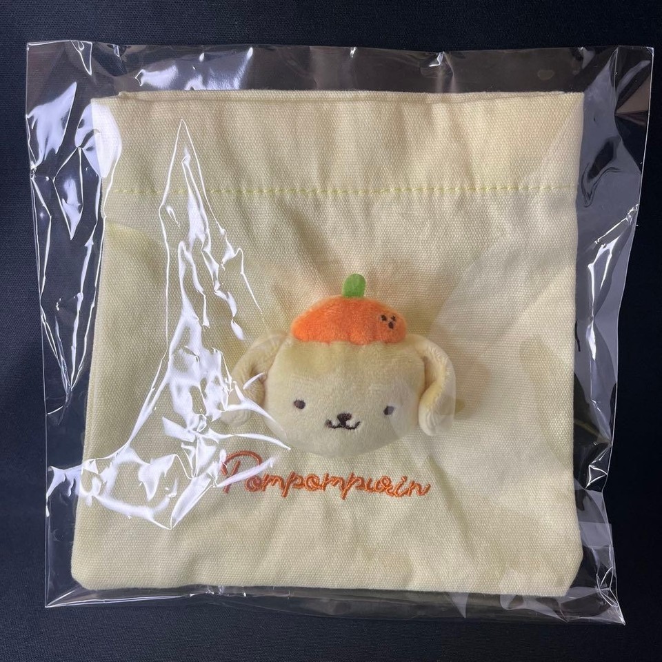 Pom Pom Purin Drawstring Bag & Hair Clip Set, Yellow Heart, Unopened ...