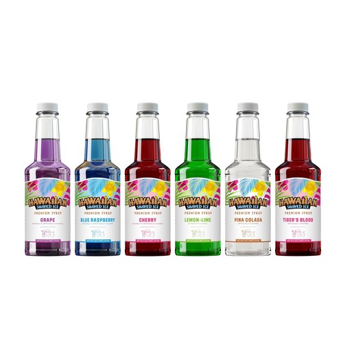 Syrup Assortment, 6 Popular 16oz Flavors: Cherry, Grape, Blue Raspberry ...