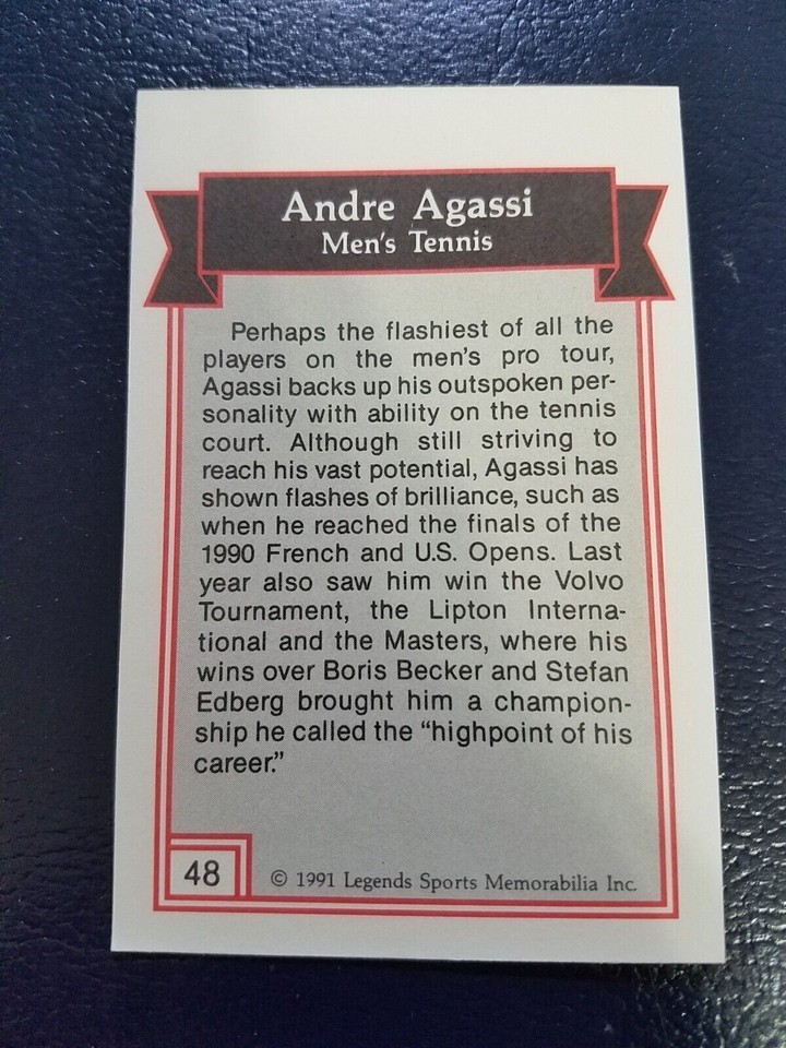 Andre Agassi USTA Tennis Female Rookie 1991 Silver Legends With White ...