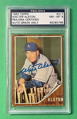 WALTER ALSTON AUTOGRAPH 1962 TOPPS PSA/DNA AUTO GRADE 8 DODGERS | eBay