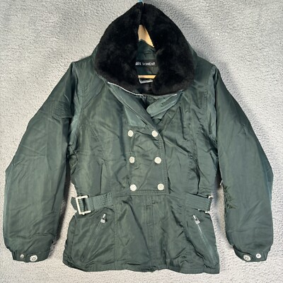 Nils Skiwear Ski Jacket Faux Fur Belted VTG Snowboard Outdoor Insuated ...