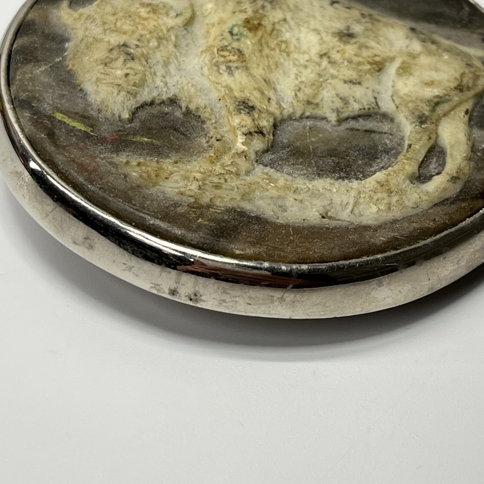 Vintage Incolay Studios Carved Stone Bison Buffalo Be… - Gem