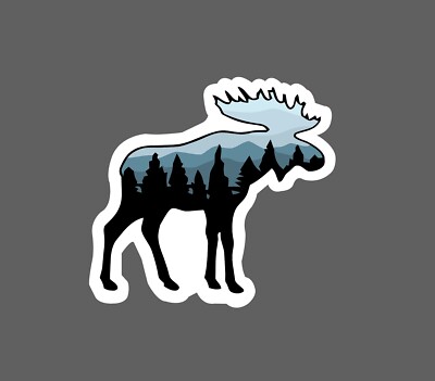Moose Sticker Wilderness Scene Waterproof Outdoor Nature Wildlife Gift ...