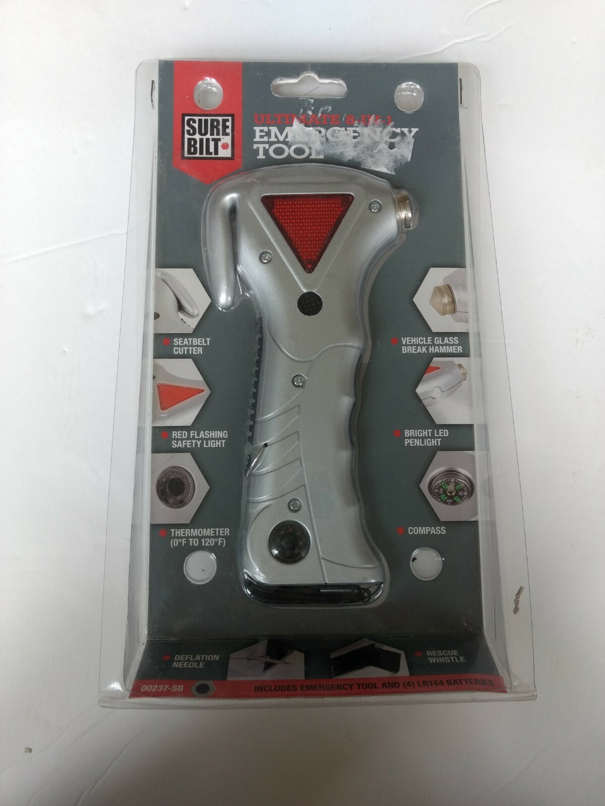 Sure Bilt ultimate 8 in 1 emergency auto tool glass hammer light ...