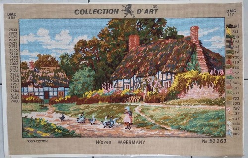Needlepoint Finished Piece ENGLISH COTTAGE Large 52263 Finished W ...