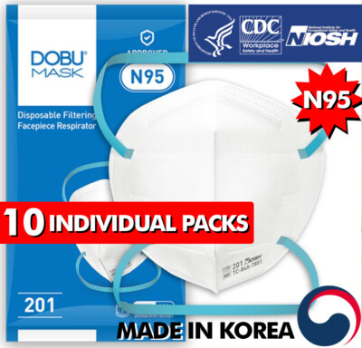 10 NIOSH N95 Face Mask Made in Korea Medical Respirators Protective ...