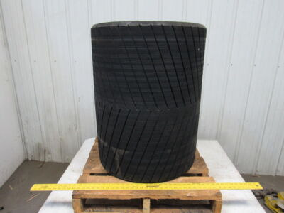 Steel Conveyor Crowned Pulley Drum Roller 24"Dx32" W/Rubber Herringbone ...