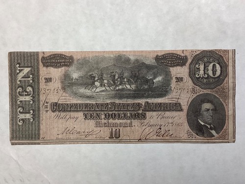 ~1864 Confederate States of America $10 Ten Dollars - Civil War Note | eBay