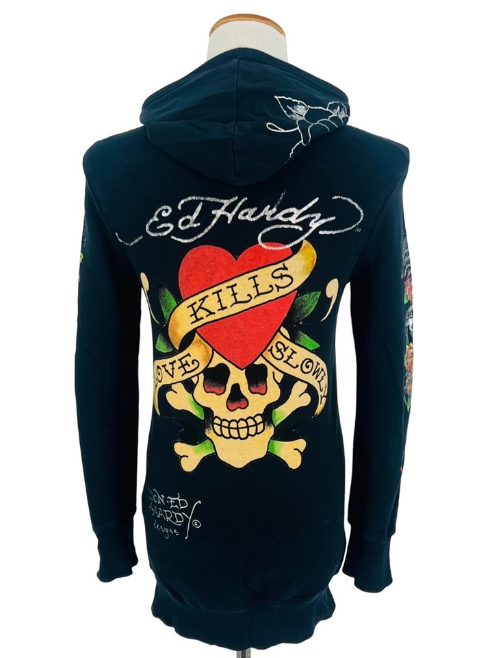 Vintage 2000s Ed Hardy Christian Audigier Black Graphic Logo Sweater ...