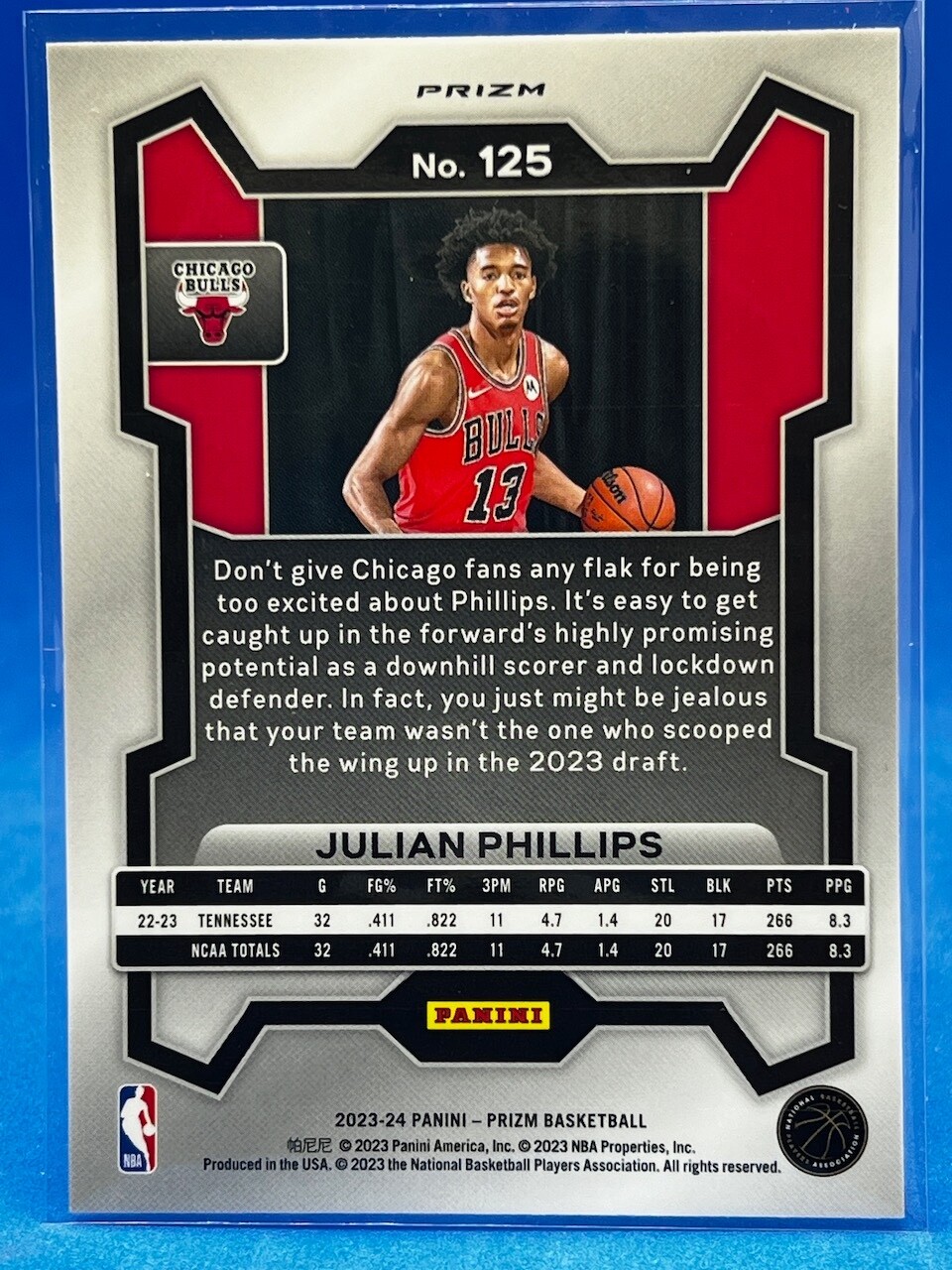 2023-24 Panini Prizm Pink Ice #125 Julian Phillips RC - Chicago Bulls ...