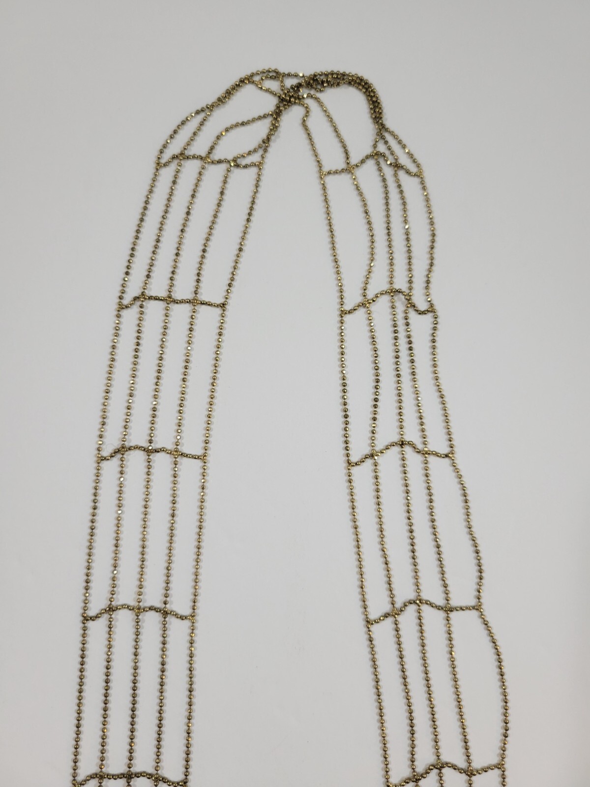 Gold Tone Metal Chain Mesh Scarf Style Necklace w/Fringe Fashion ...