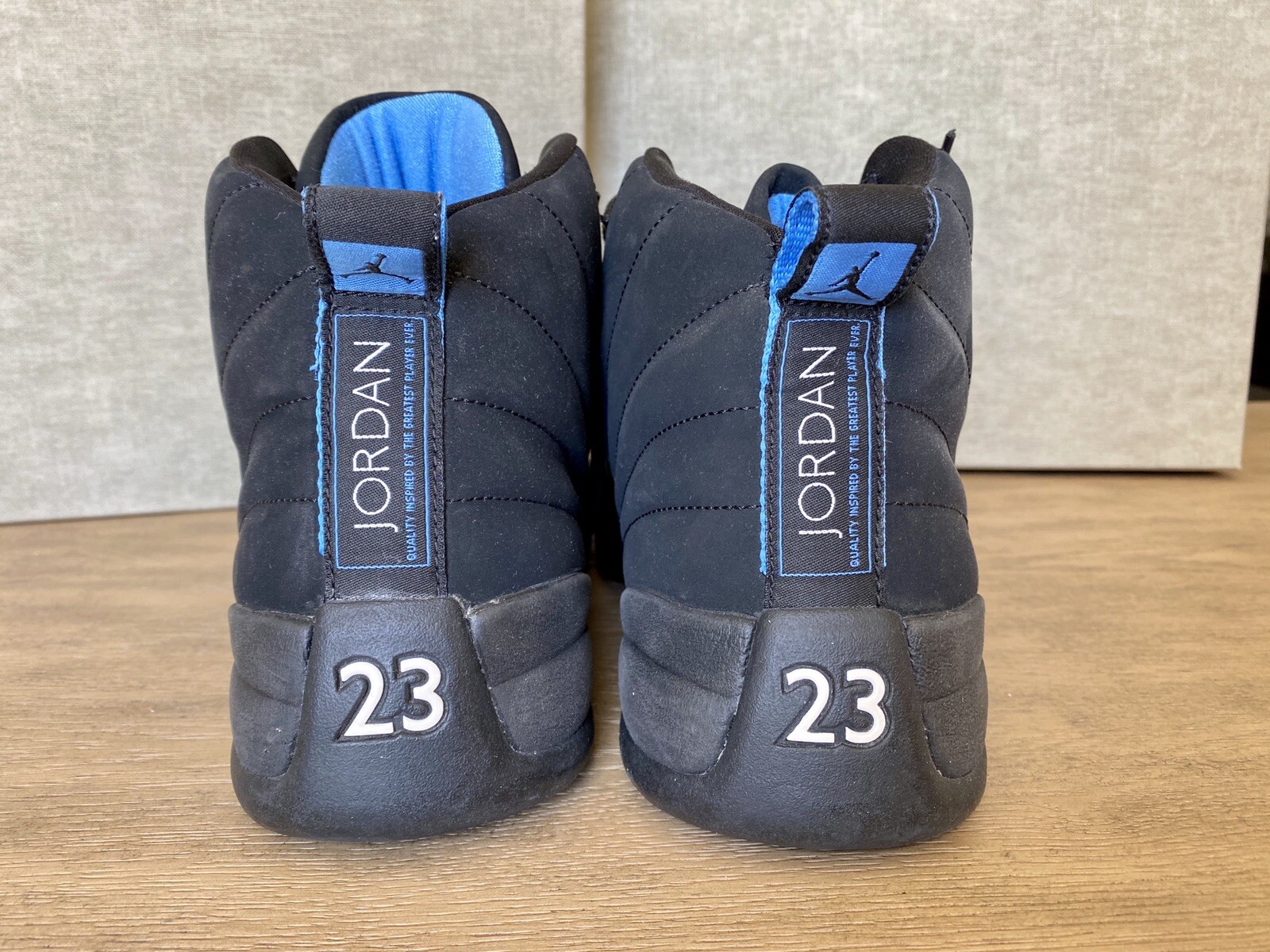 NDS Nike Air Jordan XII Retro 12 Black Nubuck University Blue Sz 11.5 ...