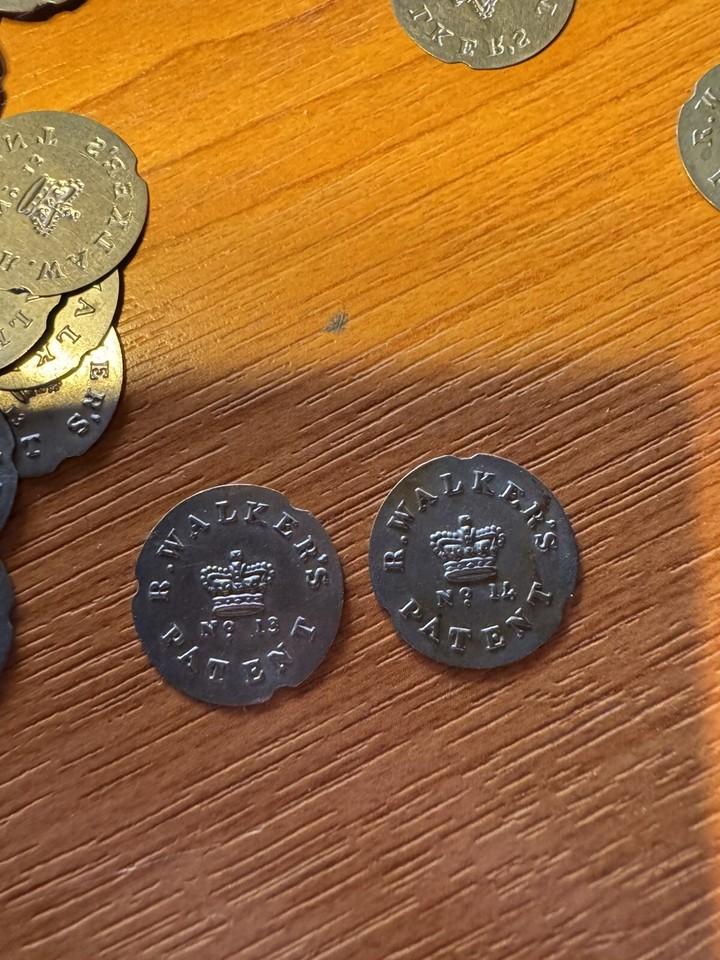 Georgian /Victorian R Walkers Patent tin tokens 18mm | eBay