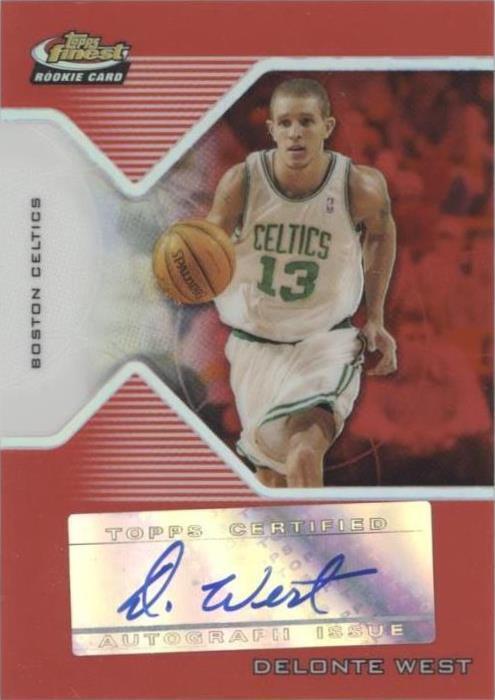 2004-05 Topps Finest - Rookie Autograph Delonte West #180 Red Refractor ...